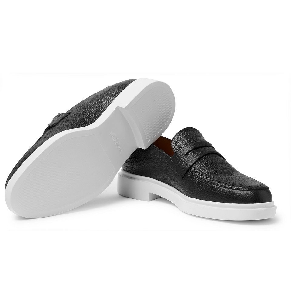 Thom Browne - Pebble-Grain Leather Penny Loafers - Men - Black Thom Browne