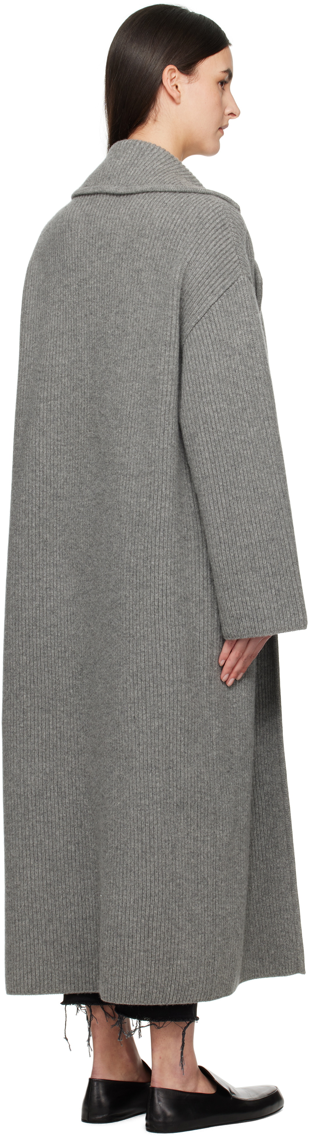 TOTEME Gray Rib-Knit Cardigan Toteme