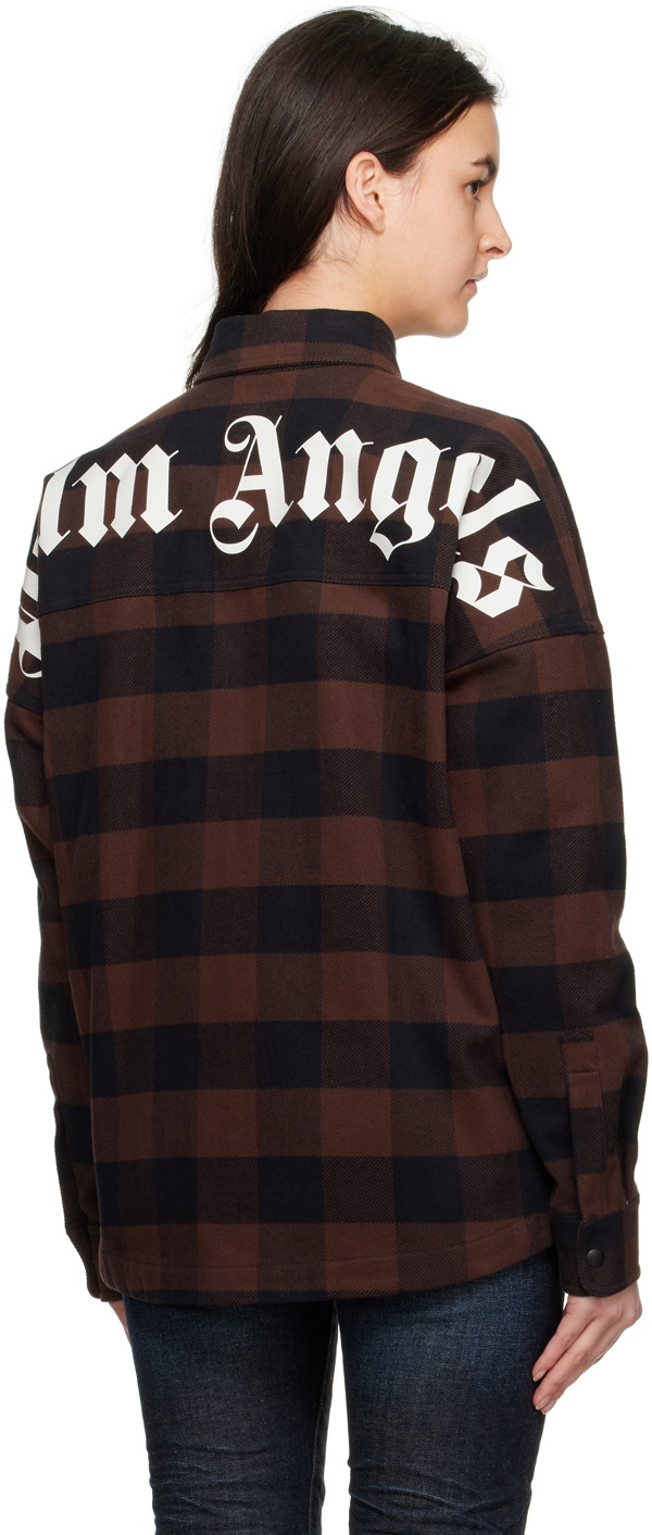Palm Angels Black Checkered Logo Shirt Palm Angels