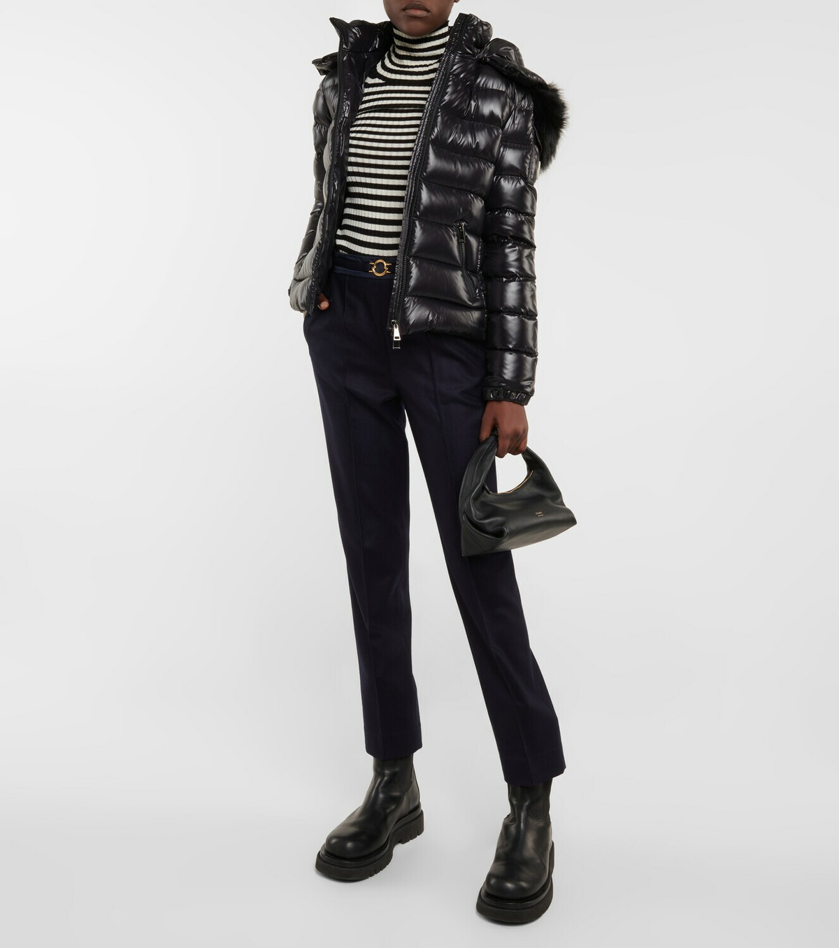 Moncler - High-rise straight virgin wool pants Moncler