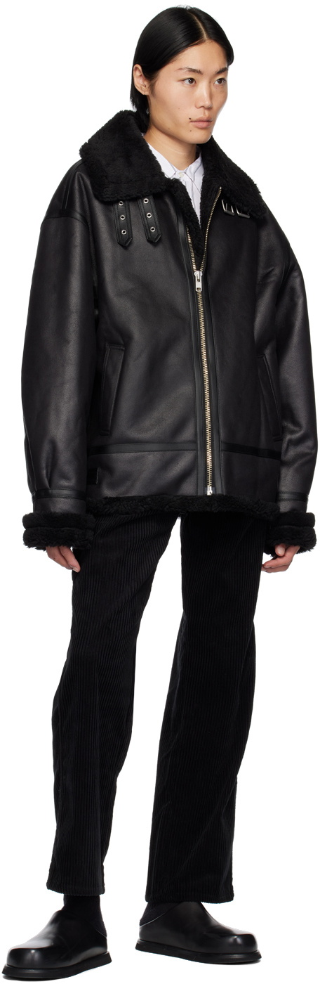 Dunst Black Loose-Fit Faux-Leather Jacket