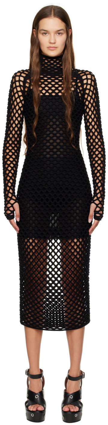 ALAÏA Black Cage Knit Maxi Dress ALAÏA