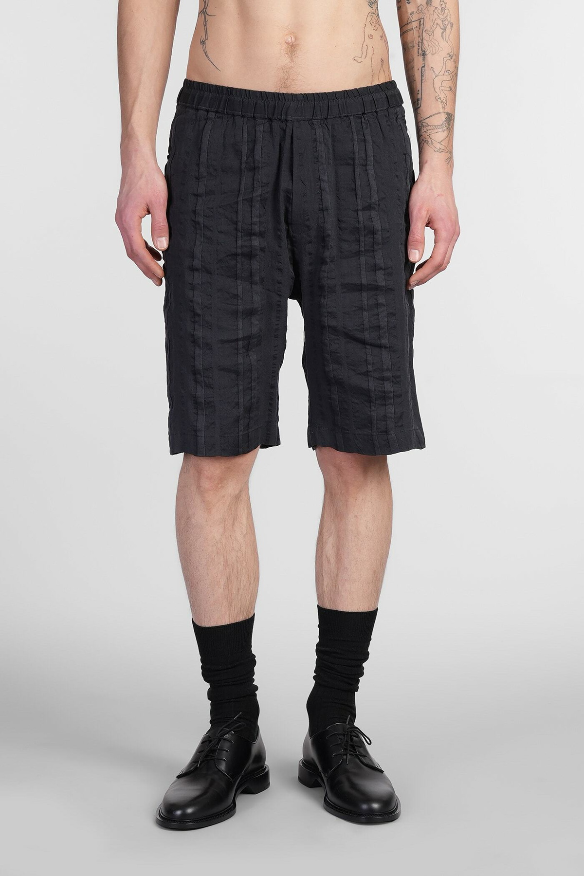 Barena Canariol Shorts In Blue Linen Barena