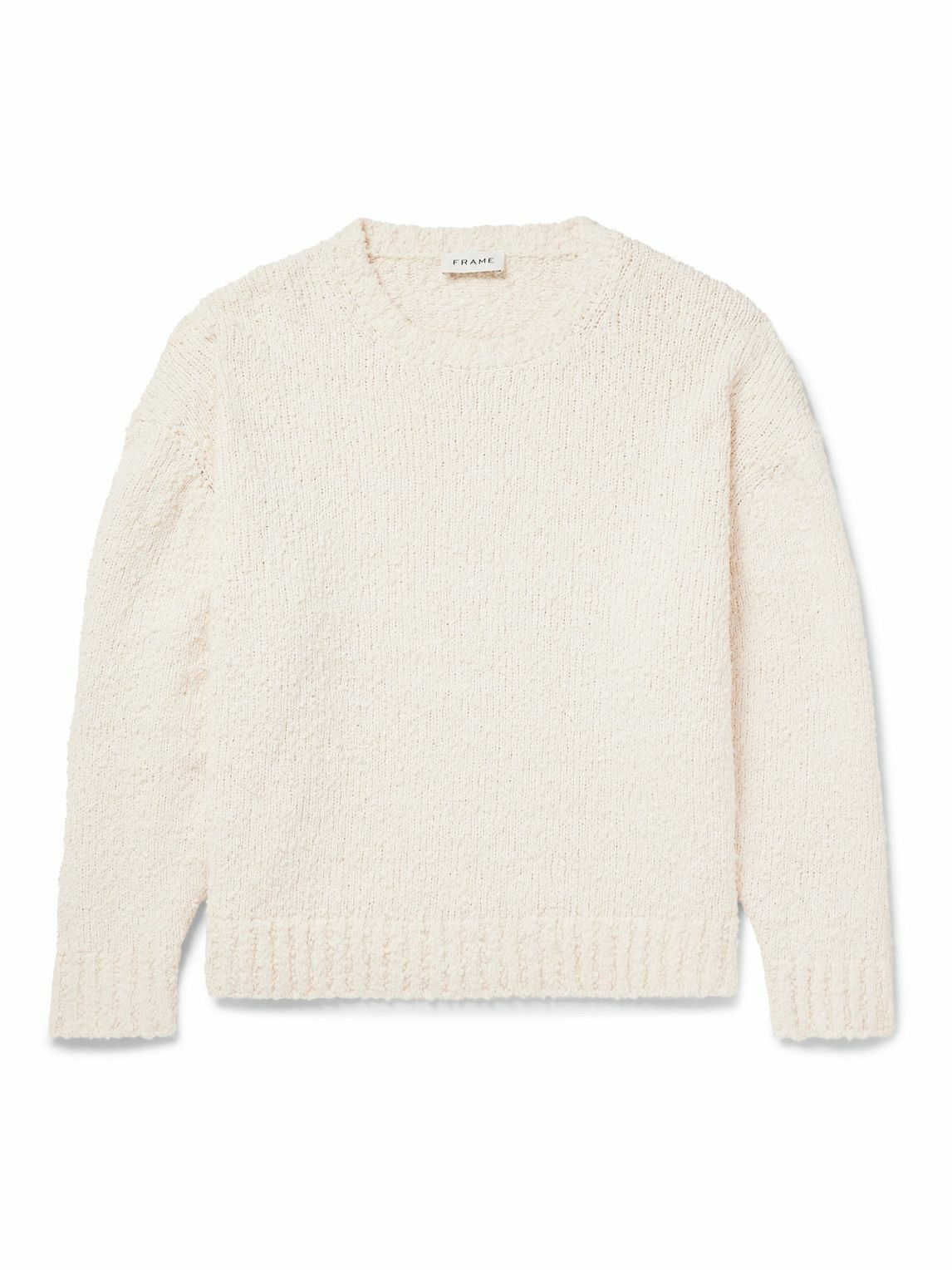 FRAME - Cotton-Blend Bouclé Sweater - Neutrals Frame Denim