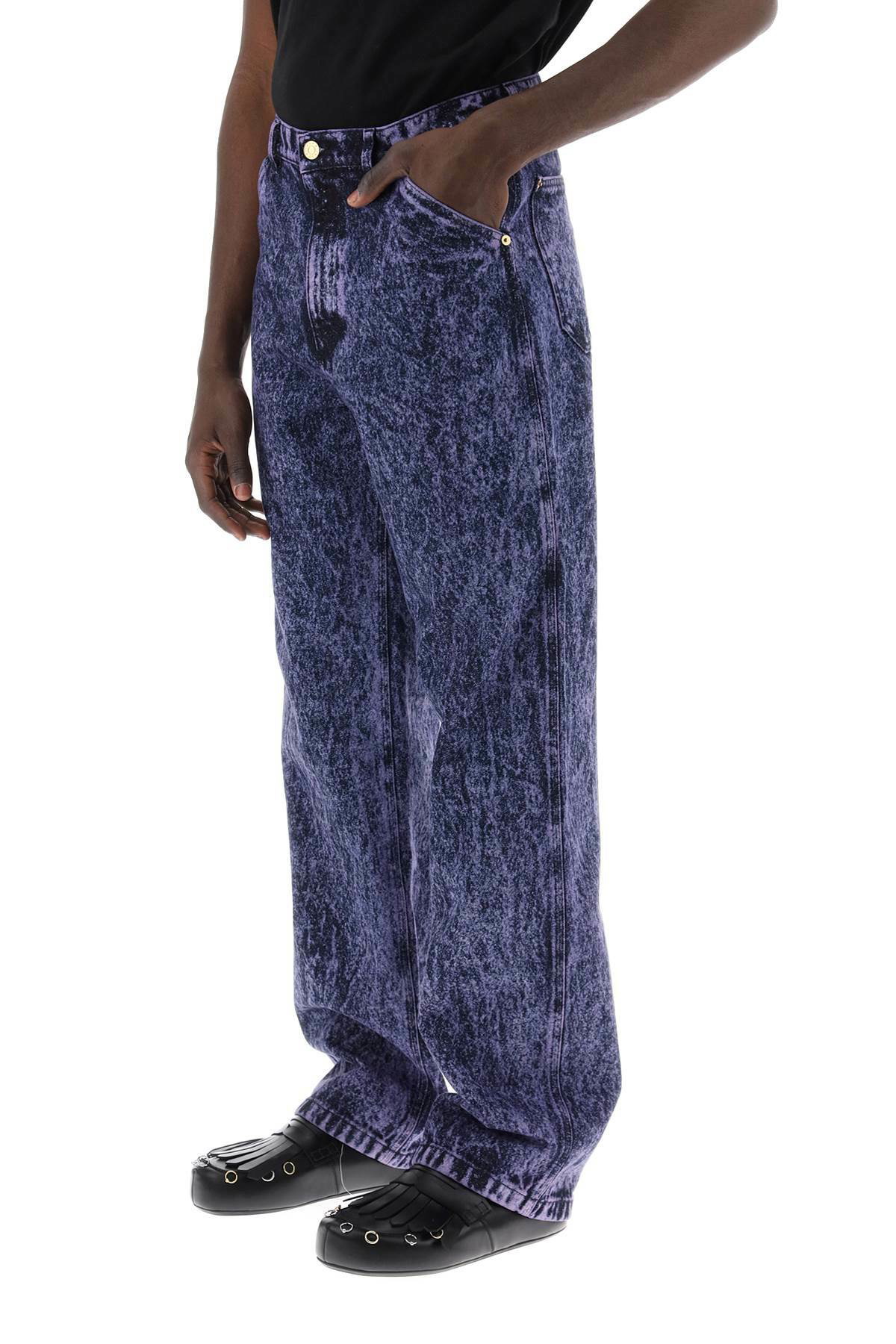 MARNI loose marbleized denim jeans in Purple Marni