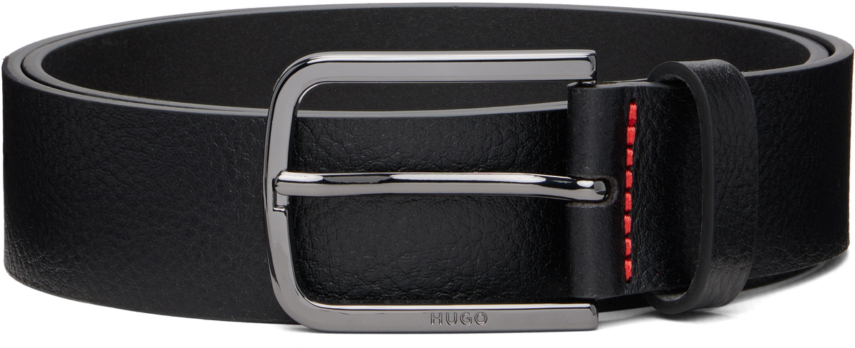 Hugo Black Italian-Made Grained Leather Belt Hugo Boss