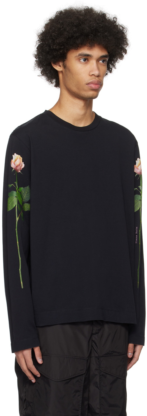 Simone Rocha Black Rose Long Sleeve T-Shirt Simone Rocha
