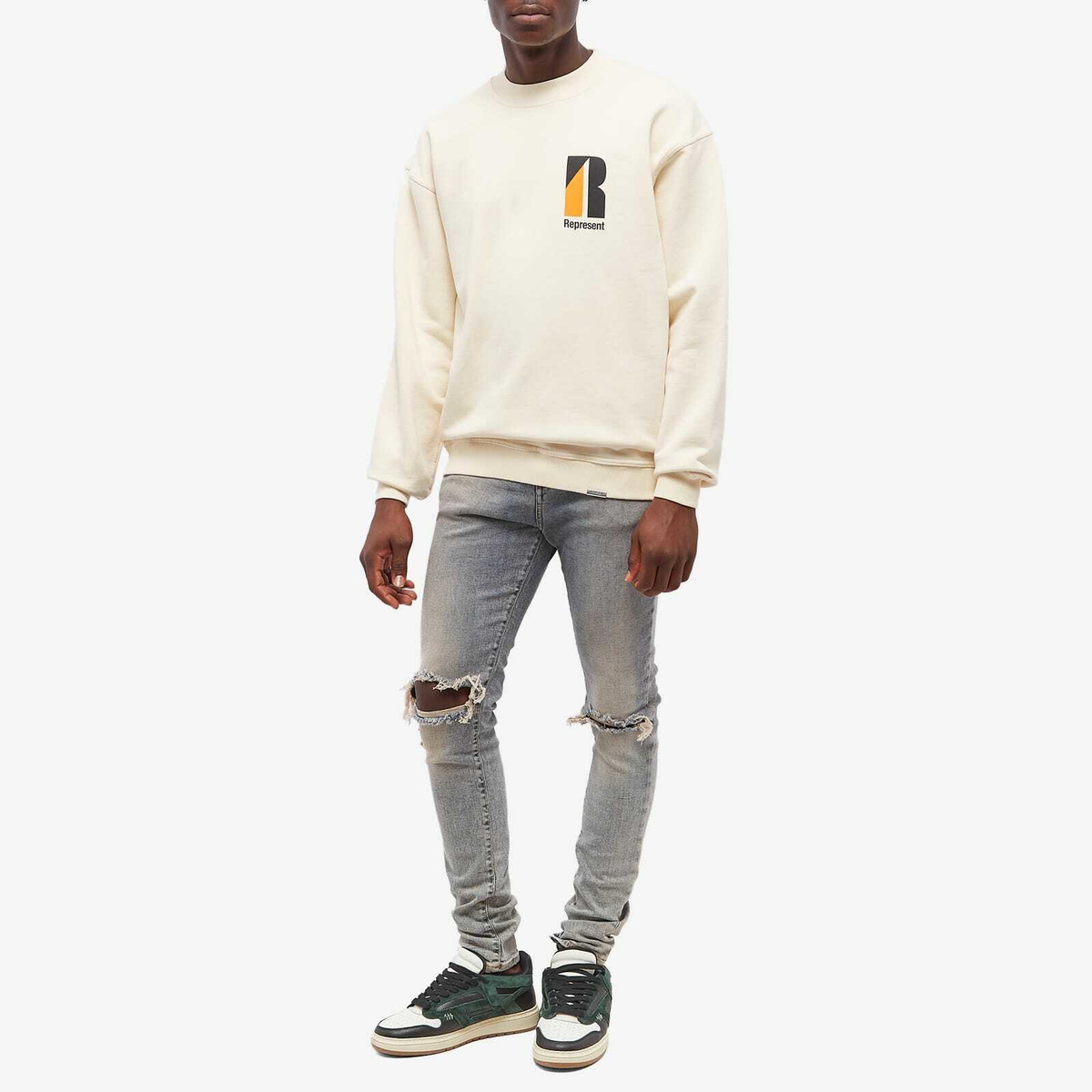 Represent Men's Decade Of Speed Crew in Cream Represent
