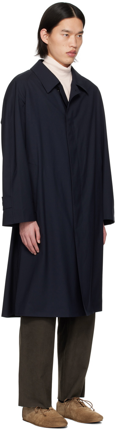 AURALEE Navy Raglan Sleeve Coat Auralee