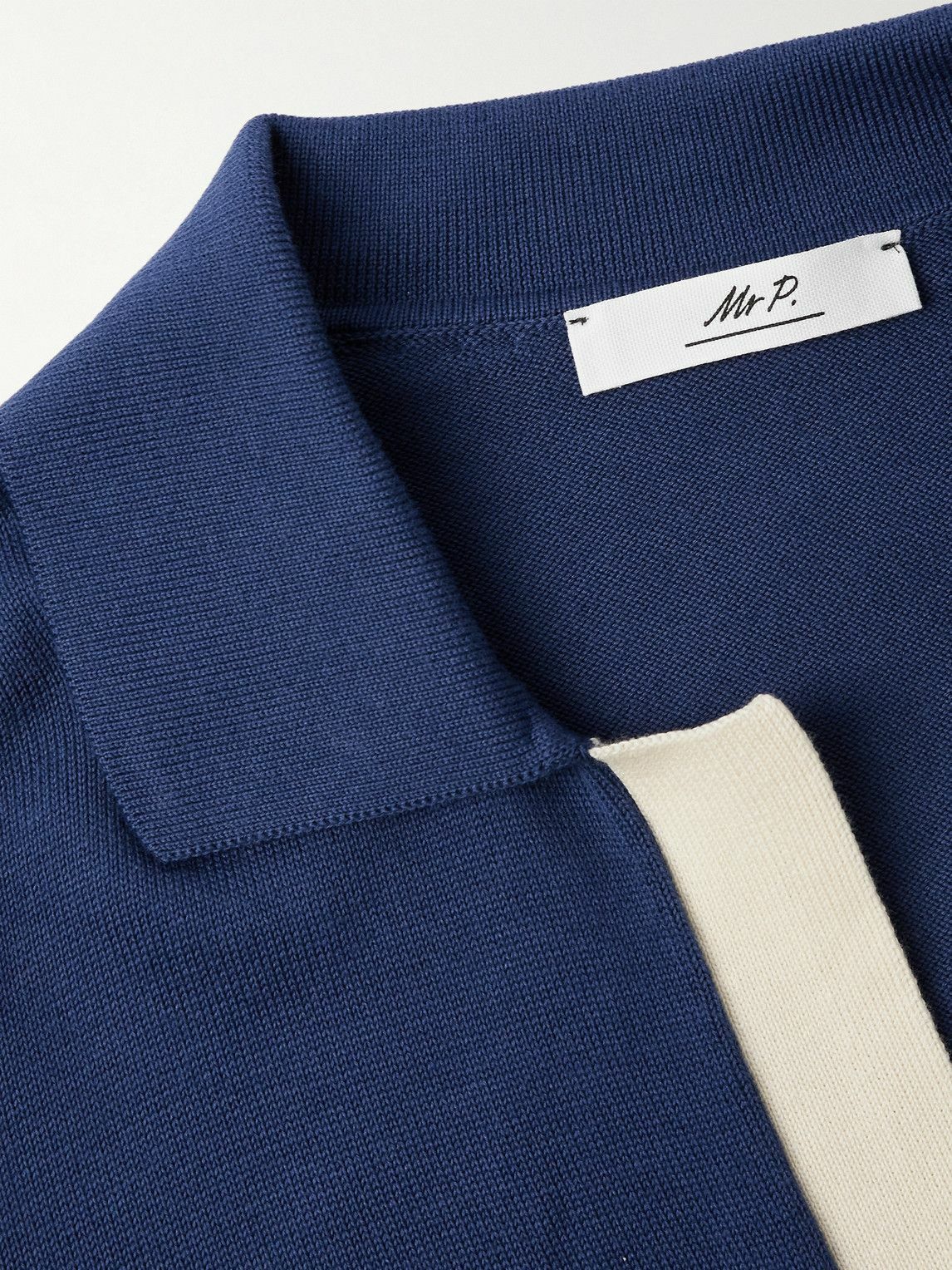 Mr P. - Colour-Block Cotton Polo Shirt - Blue Mr P.