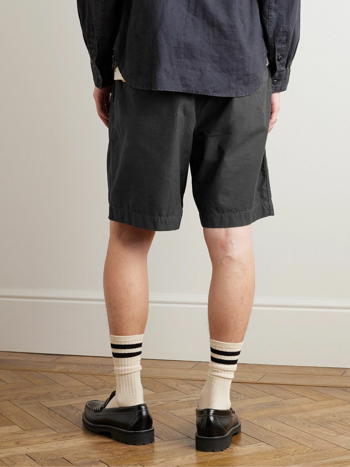 RRL - Hawkes Wide-Leg Pleated Cotton-Twill Shorts - Black RRL