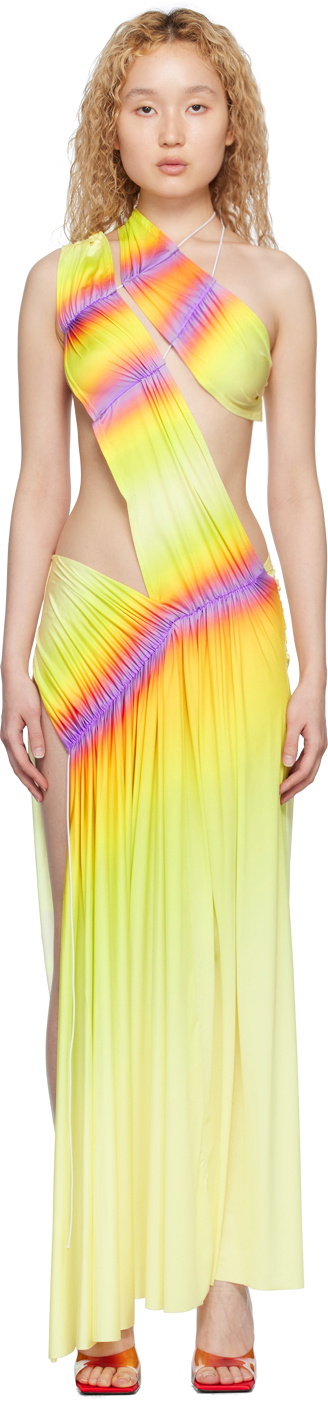 FAL-ASH Yellow Wrap Around Maxi Dress