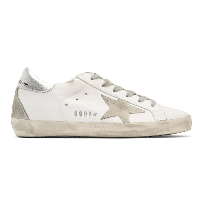 Golden Goose White and Silver Superstar Sneakers Golden Goose Deluxe Brand