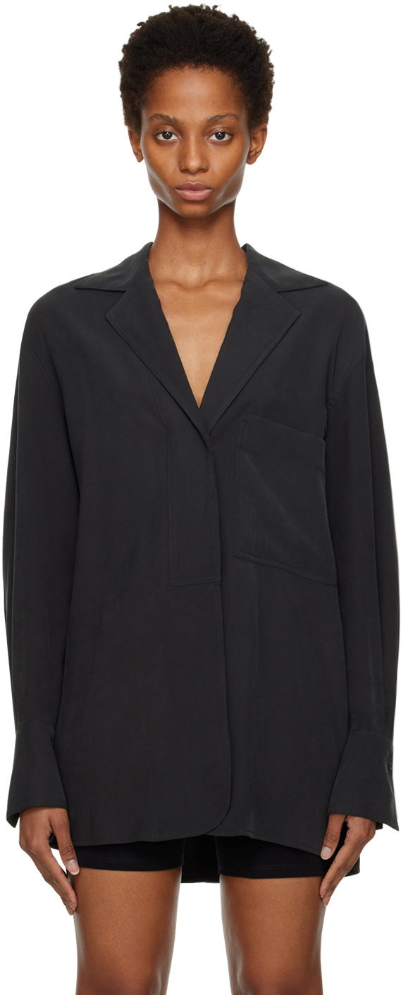 LOW CLASSIC Gray Open Collar Shirt Low Classic