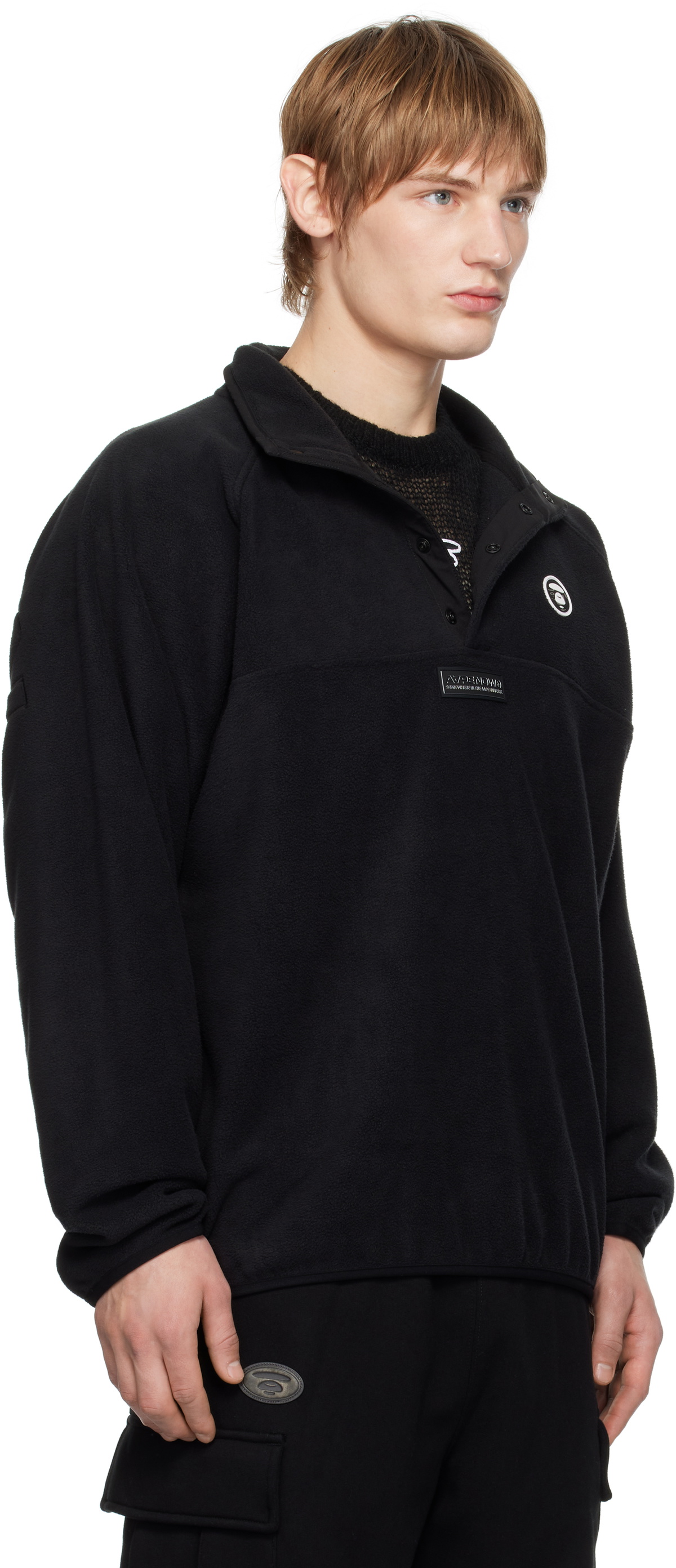 AAPE by A Bathing Ape Black 'AAPE NOW' Moonface Logo Pullover ...