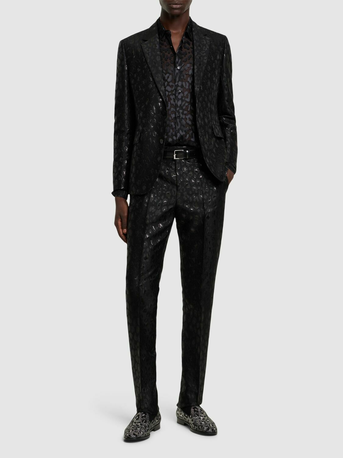 VERSACE Lurex Leopard Jacquard Blazer Versace