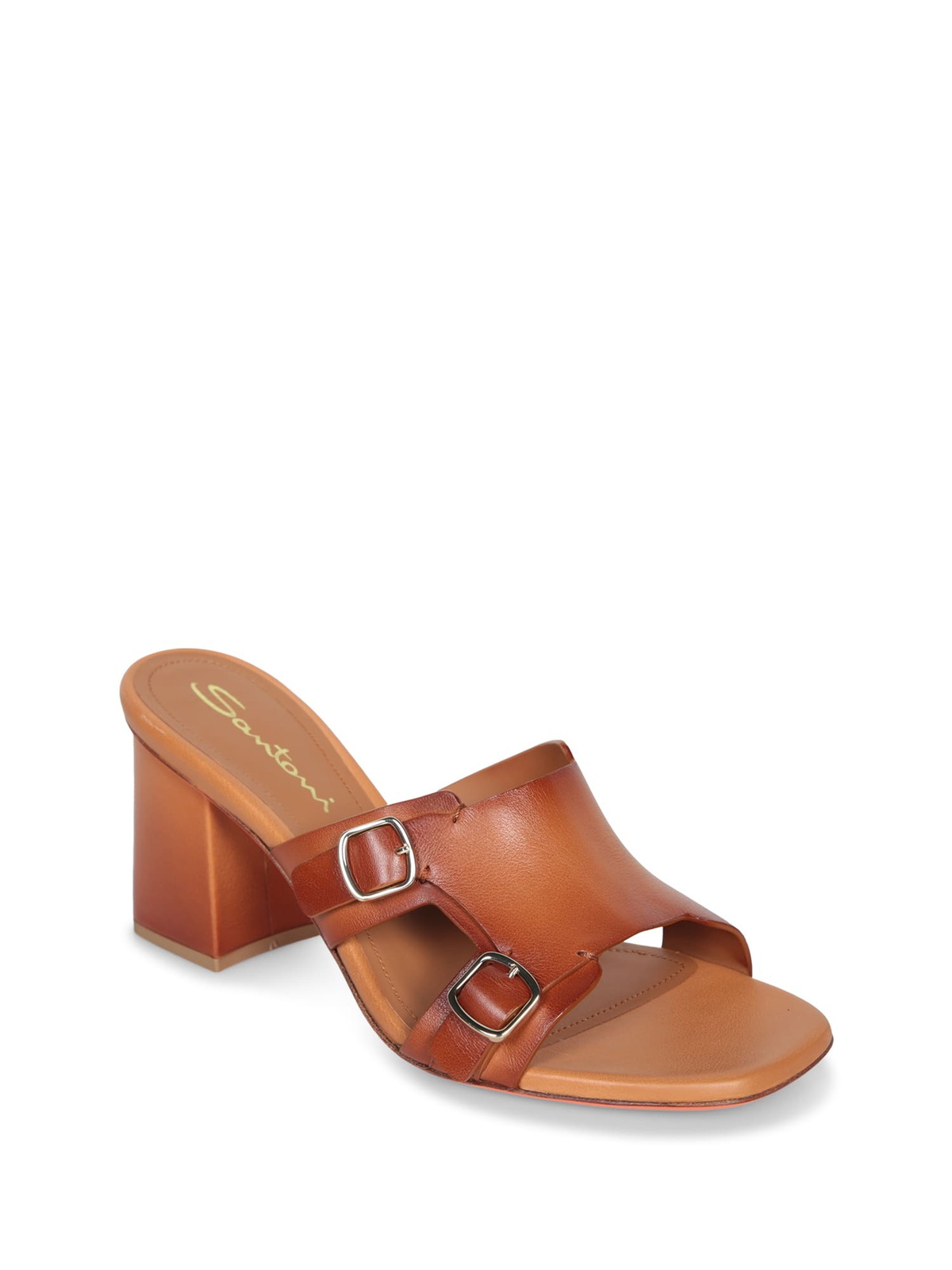 Santoni Brown Buckle Heel Sandal Santoni