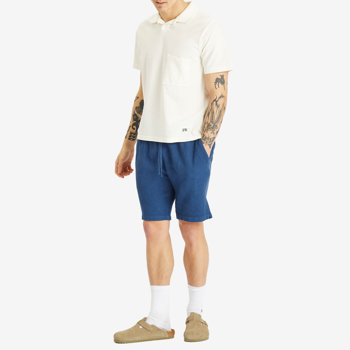 Universal Works Men's Nippon Waffle Simple Short in Navy Universal Works