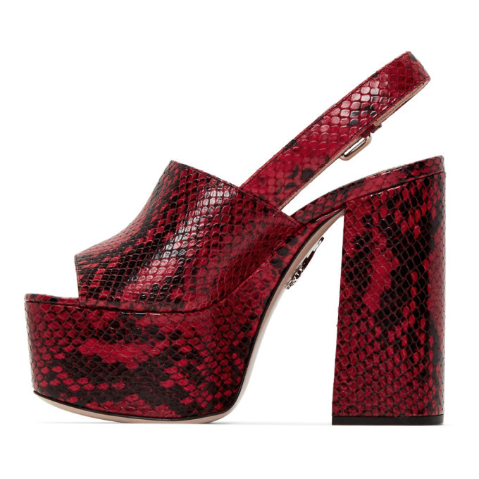 Miu Miu Red Python Print Sandals Miu Miu