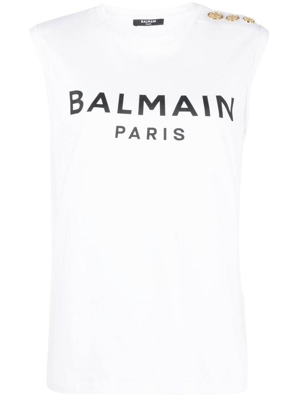 BALMAIN - Logo Cotton Tank Top Balmain