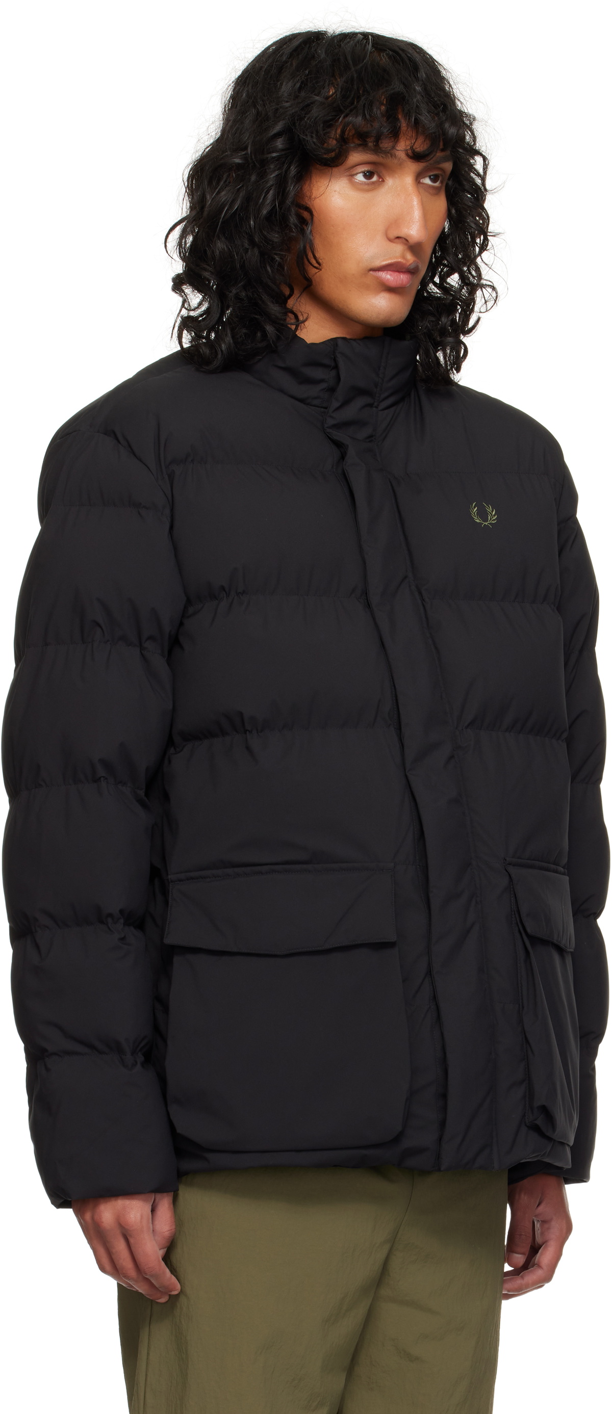 Fred Perry Black Padded Pocket Detail Jacket Fred Perry