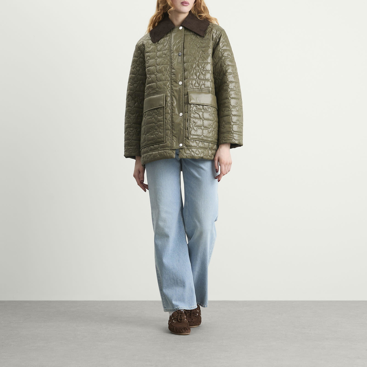 GANNI Women's Shiny Quilt Jacket in Kalamata GANNI