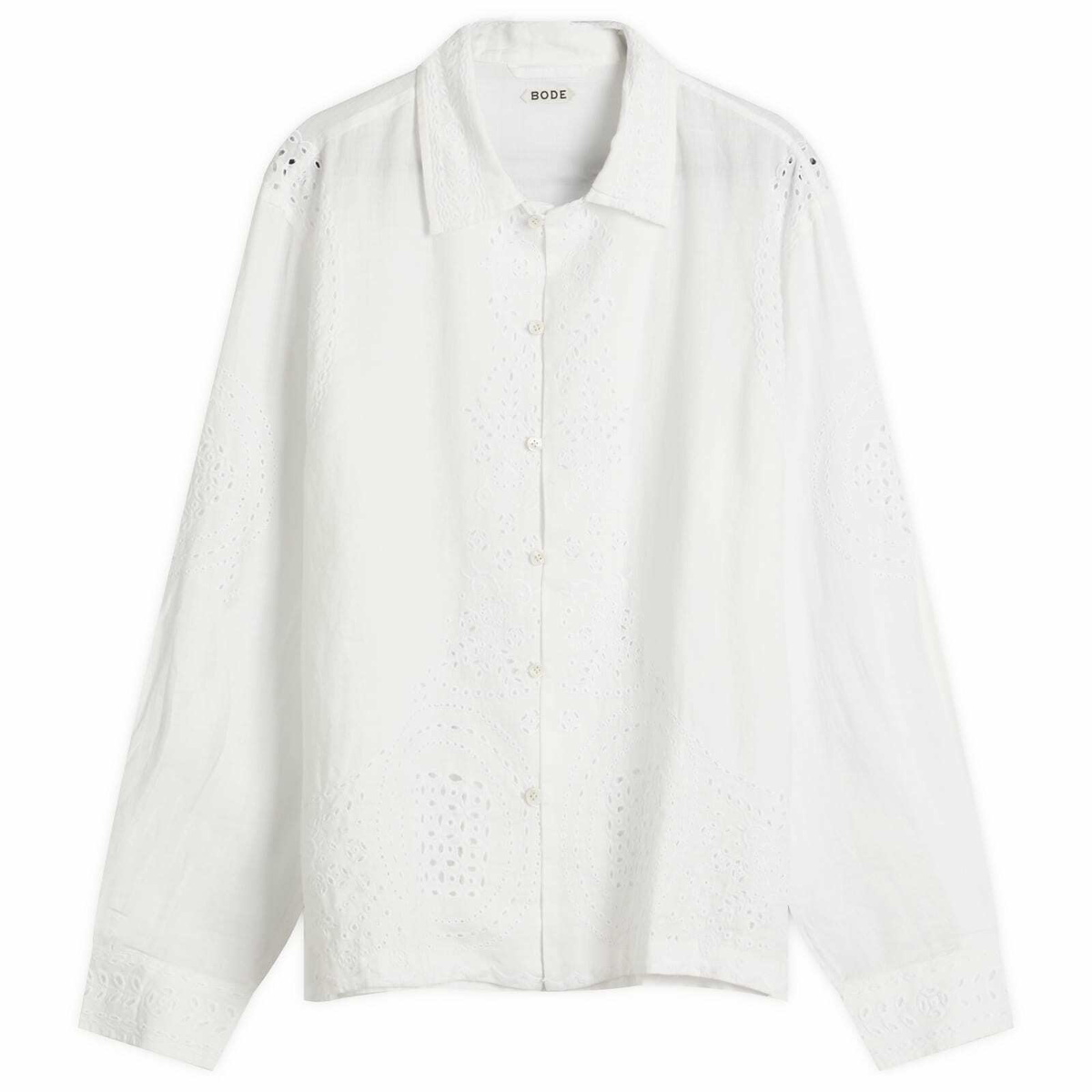 BODE Men's Belvoir Shirt in White Bode