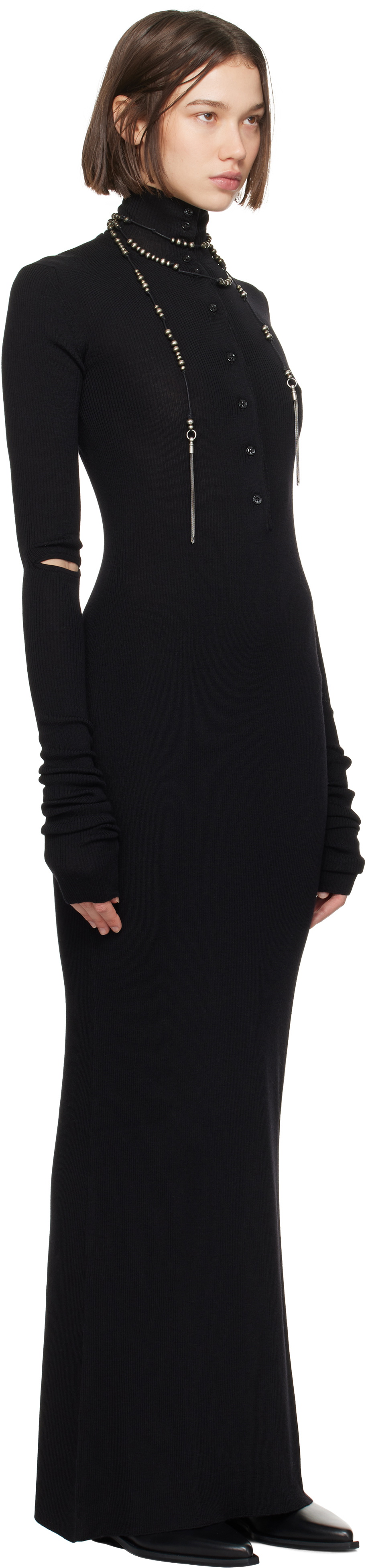 Ann Demeulemeester Black Hanzel Long Serafino Rib Maxi Dress Ann ...