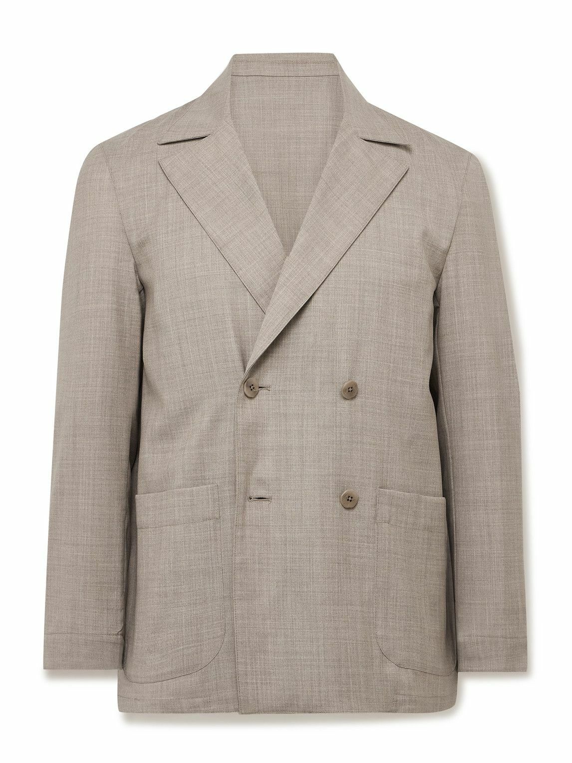 Stòffa - Unstructured Double-Breasted Wool Suit Jacket - Brown STÒFFA