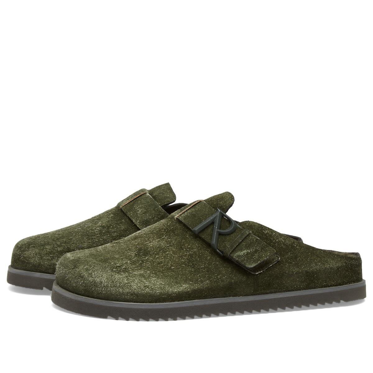 Represent Men's Initial Mule - Fleck Hairy Suede in Olive Represent