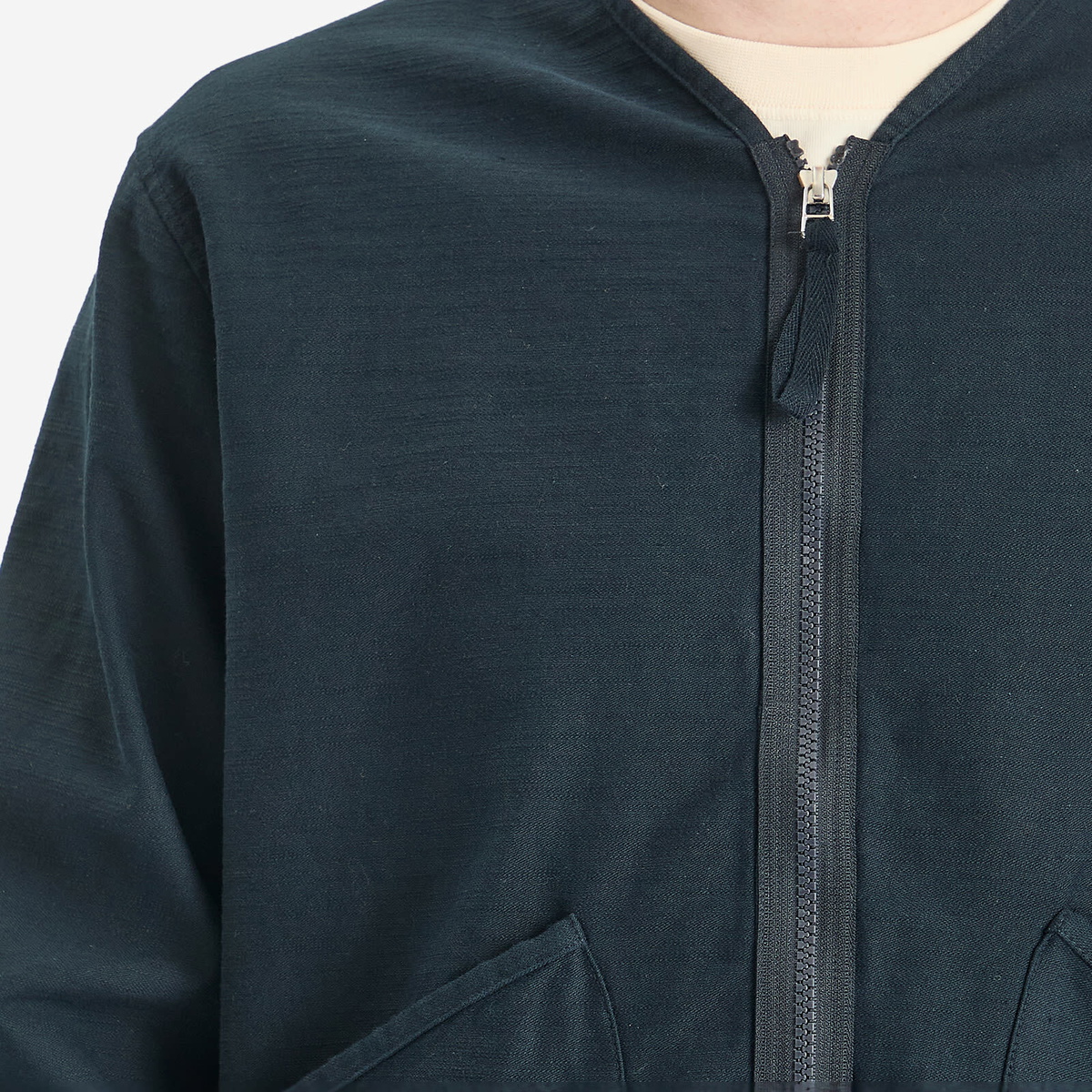 Universal Works Men's Slub Sateen Zip Liner Jacket in Navy Universal Works