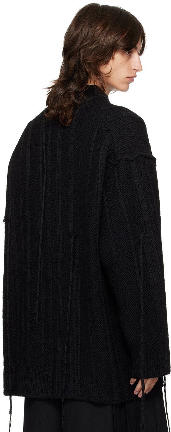 YOHJI YAMAMOTO Black String Switching Sweater Yohji Yamamoto