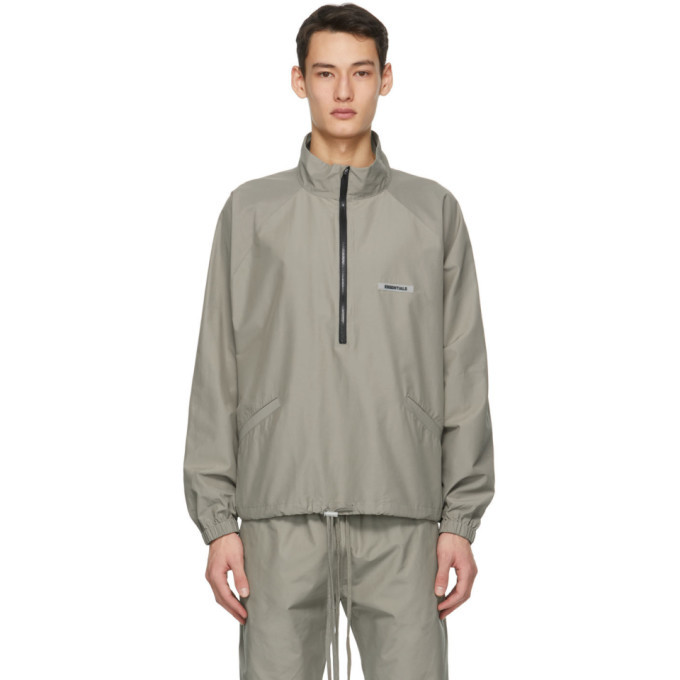 Essentials Khaki Half-Zip Track Jacket Essentials