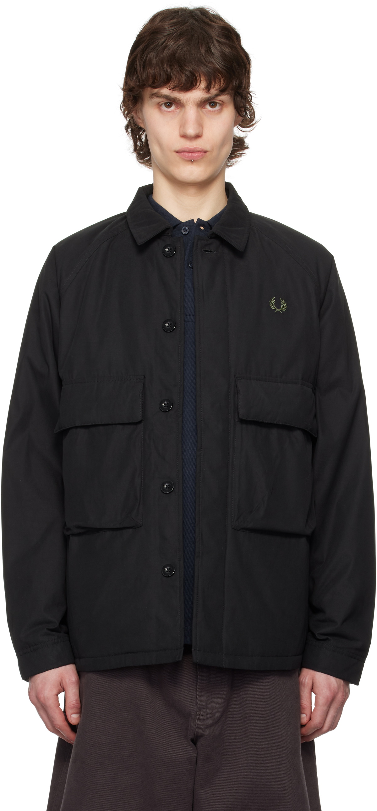 Fred Perry Black Padded Raglan Jacket Fred Perry