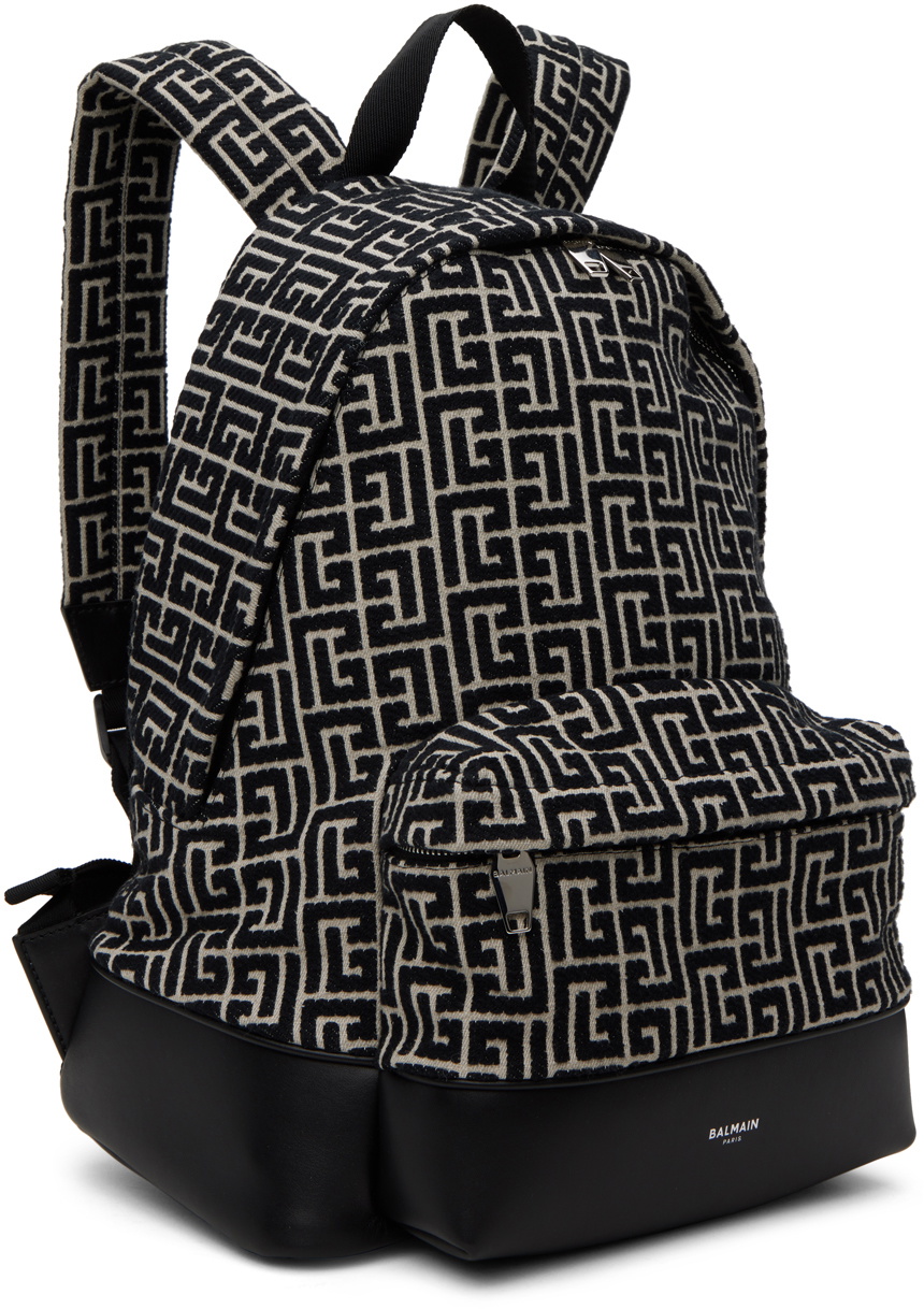 Balmain Black & Beige Monogram Backpack Balmain