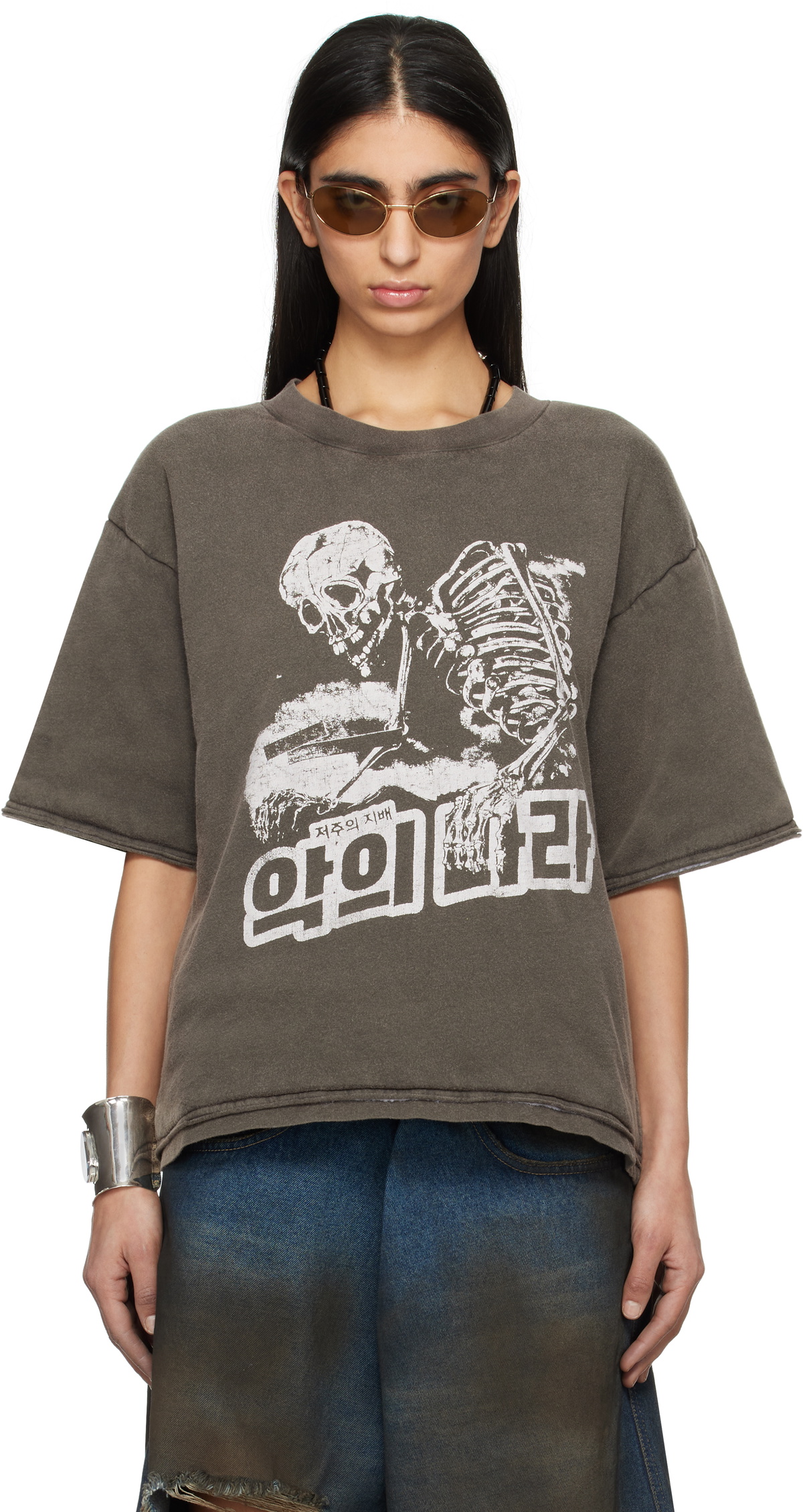 LU'U DAN Gray Wadded T-shirt LU'U DAN