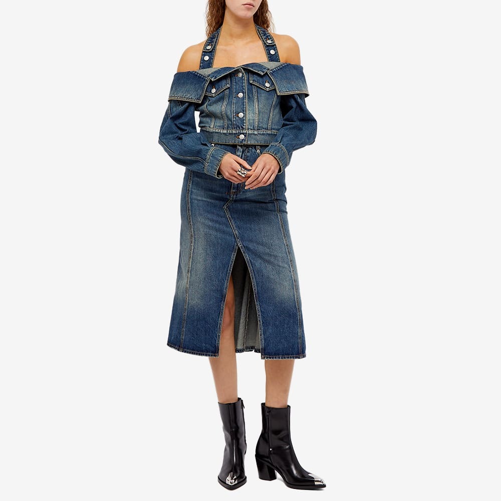 Alexander McQueen Women's Off The Shoulder Denim Jacket in Distressed ...