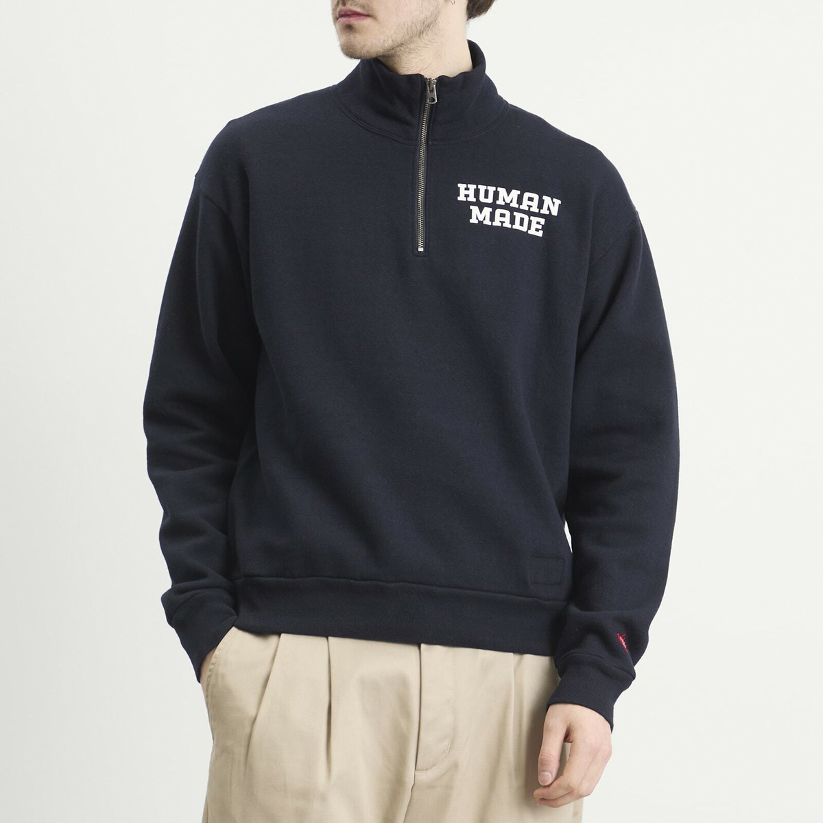 Human Made Men's Half-Zip Sweatshirt in Navy Human Made