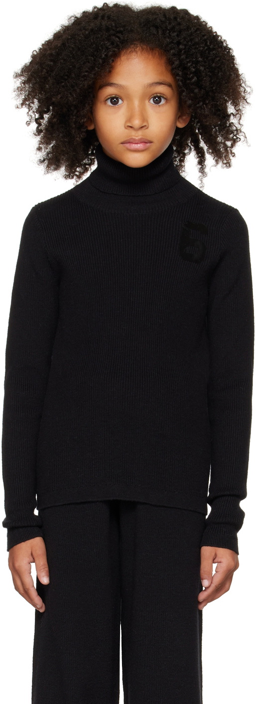 MM6 Maison Margiela Kids Black Logo Turtleneck MM6 Maison Margiela