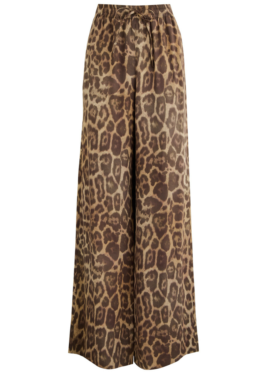 Stella Mccartney Leopard-print Wide-leg Satin Trousers Multi Animal ...