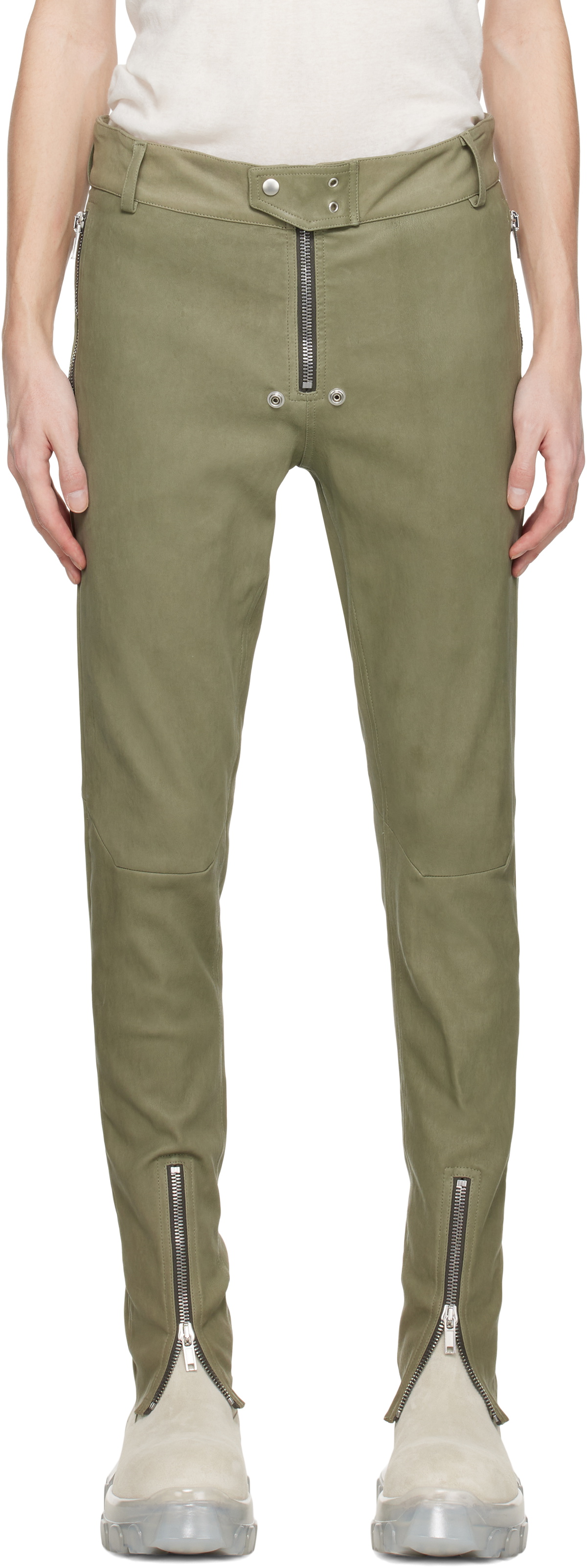 Rick Owens Green Hollywood Tyrone Belas Leather Pants Rick Owens