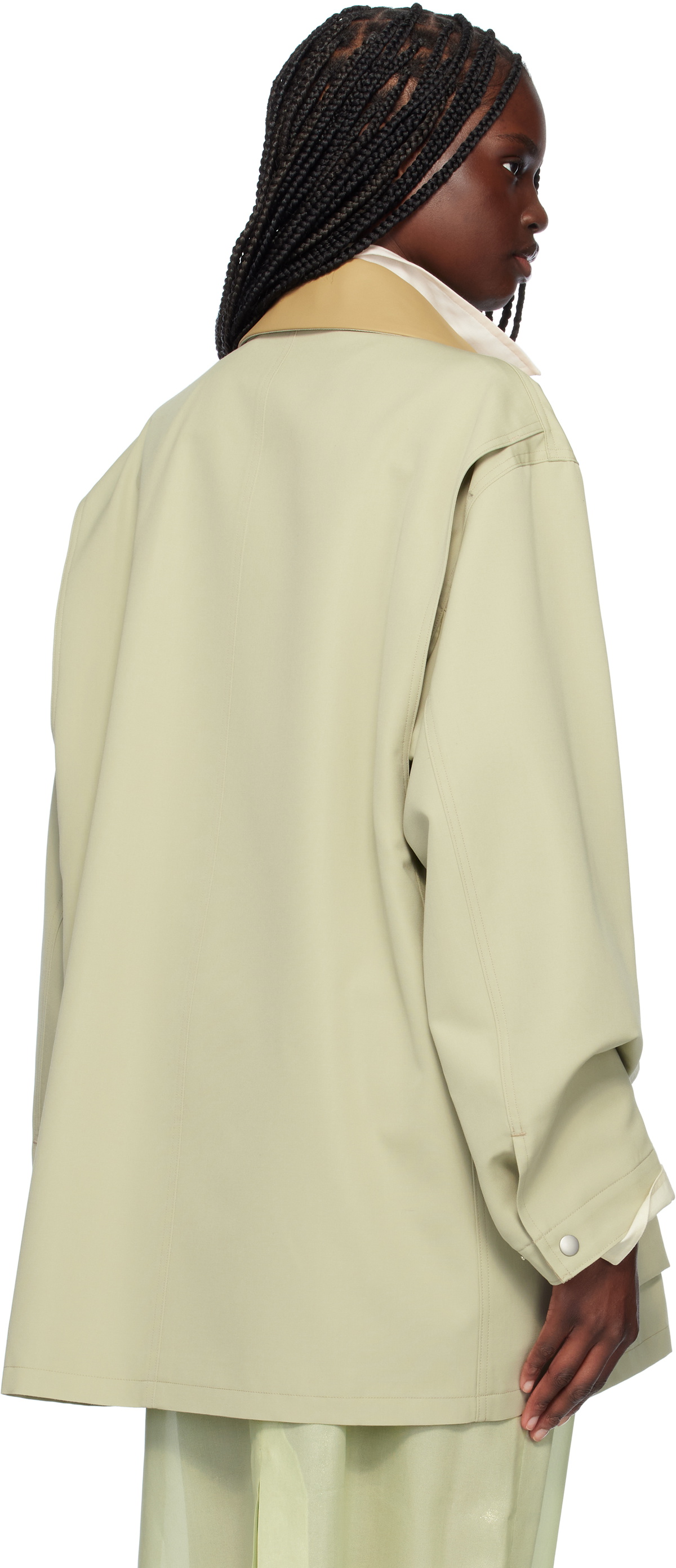 AURALEE Green Wool Max Canvas Jacket Auralee