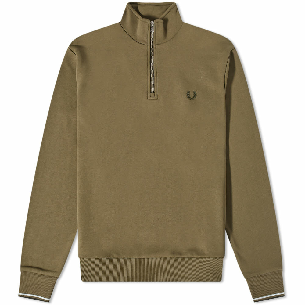 Fred Perry Men's Half Zip Sweat in Uniform Green Fred Perry