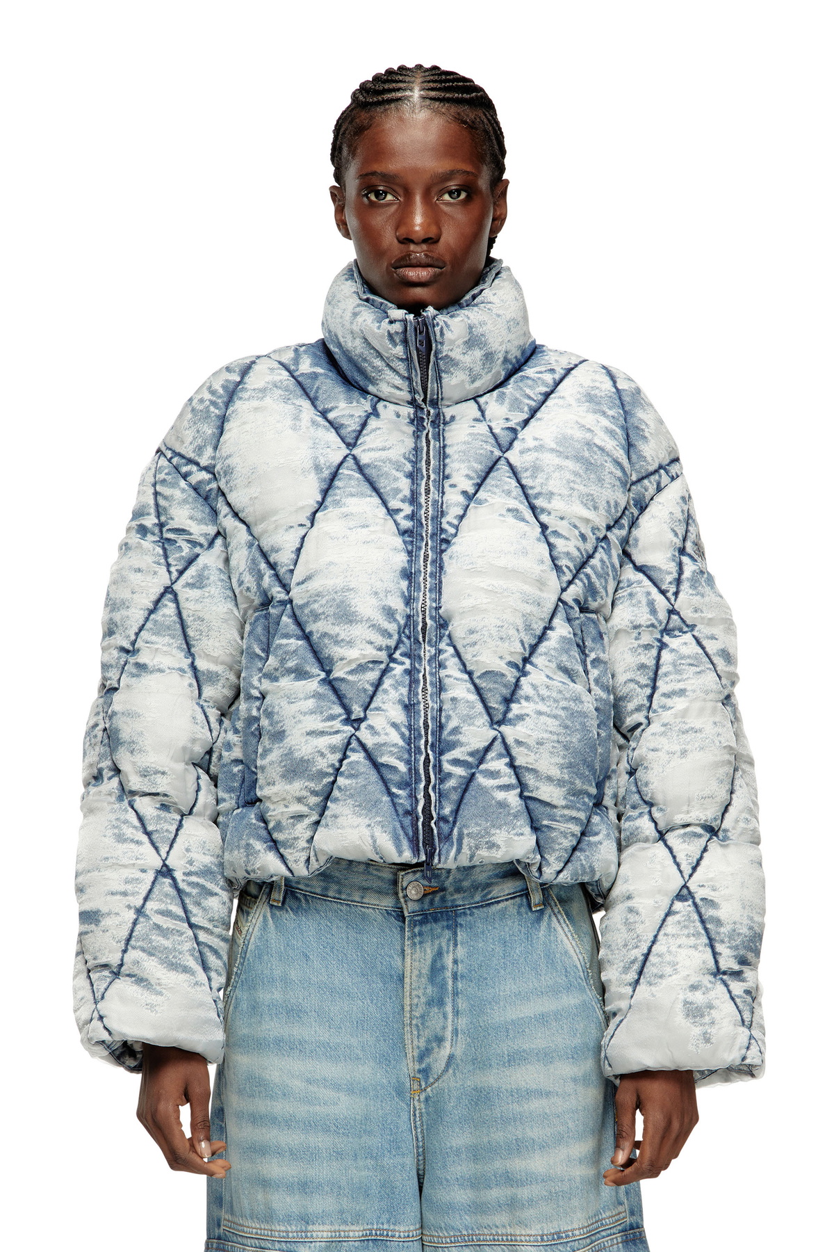 Diesel Puffer jacket in argyle-quilted devoré shell - Winter Jackets ...