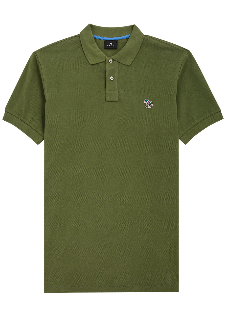 PS Paul Smith Logo Piqué Cotton Polo Shirt Khaki PS by Paul Smith
