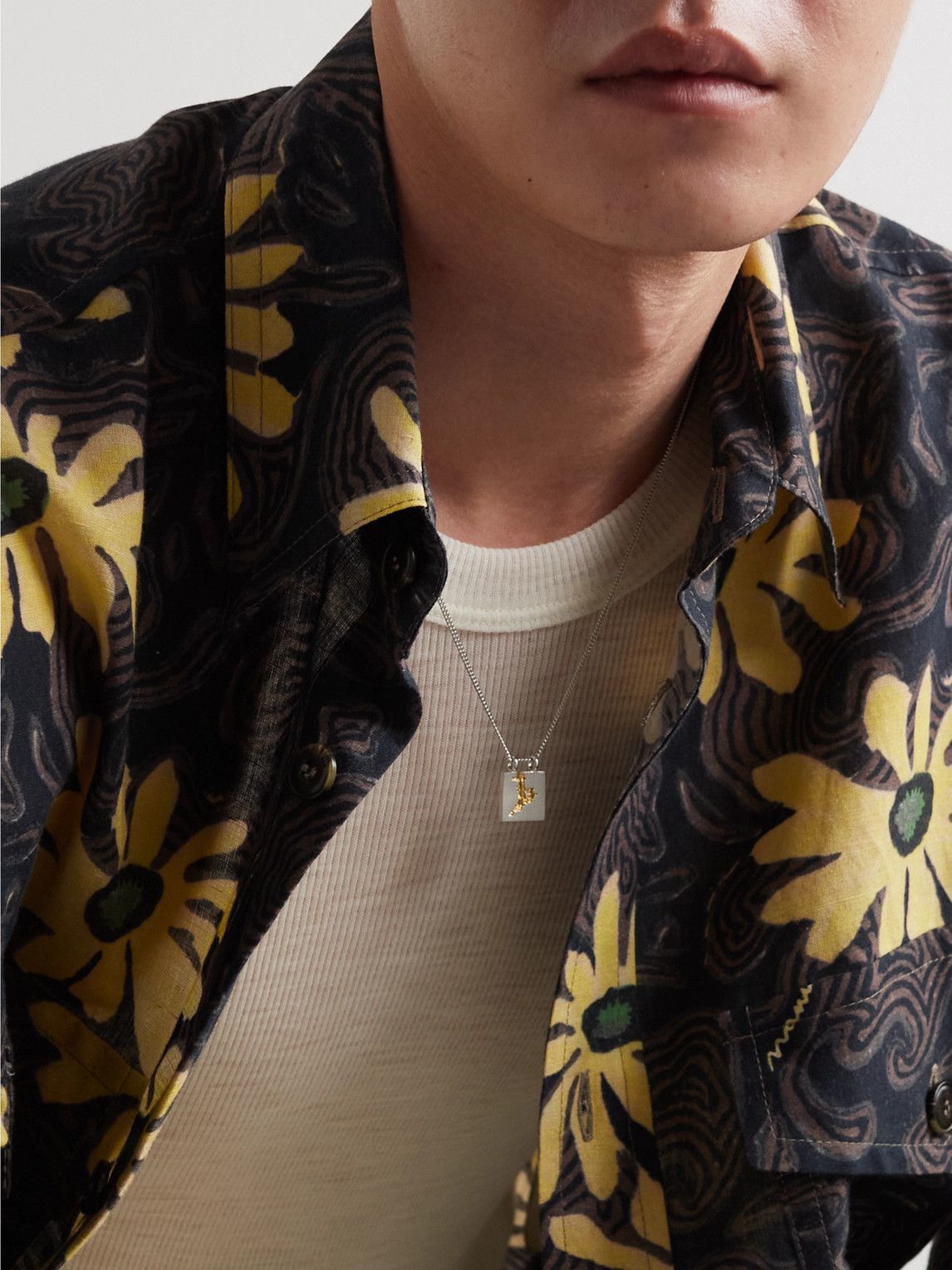 Tom Wood - Rhodium- and Gold-Plated Silver Diamond Pendant Necklace Tom ...
