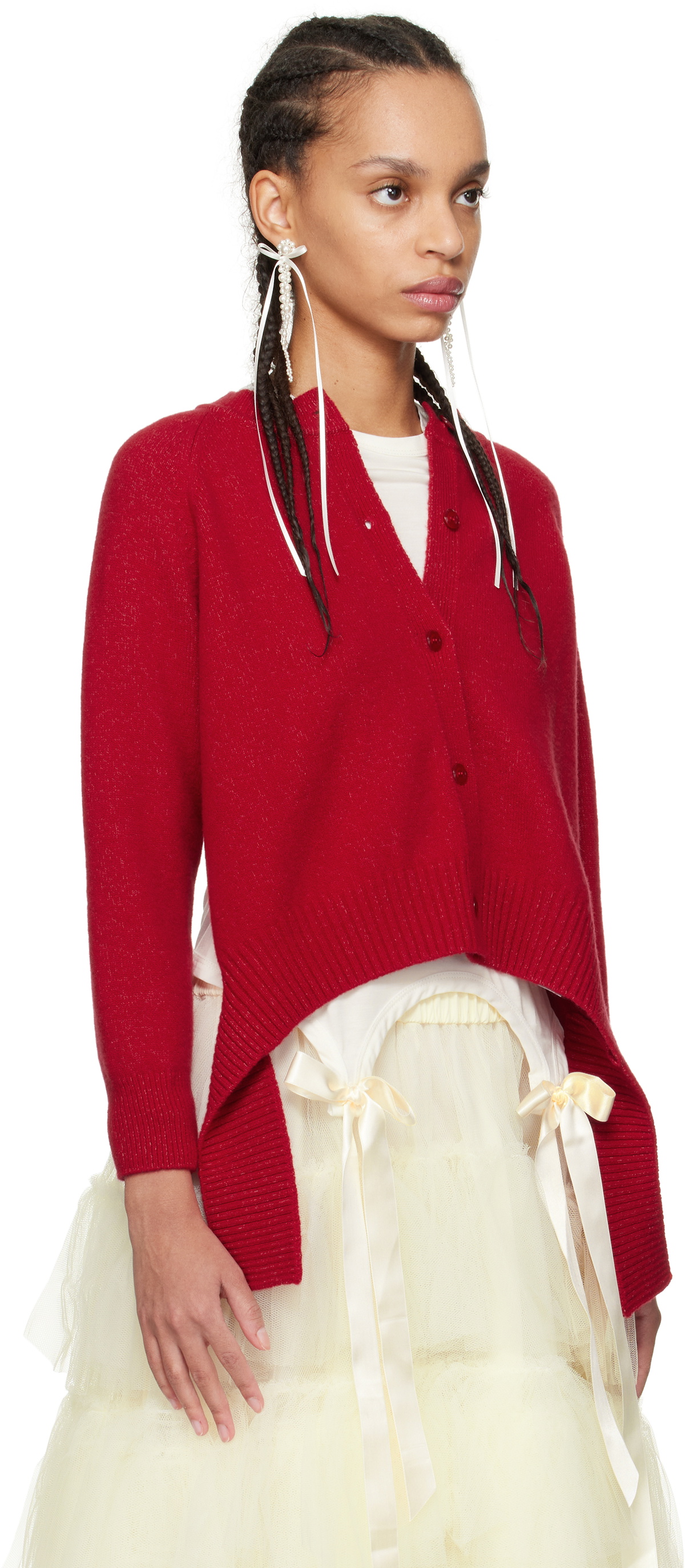 Simone Rocha Red Open Back Cardigan Simone Rocha