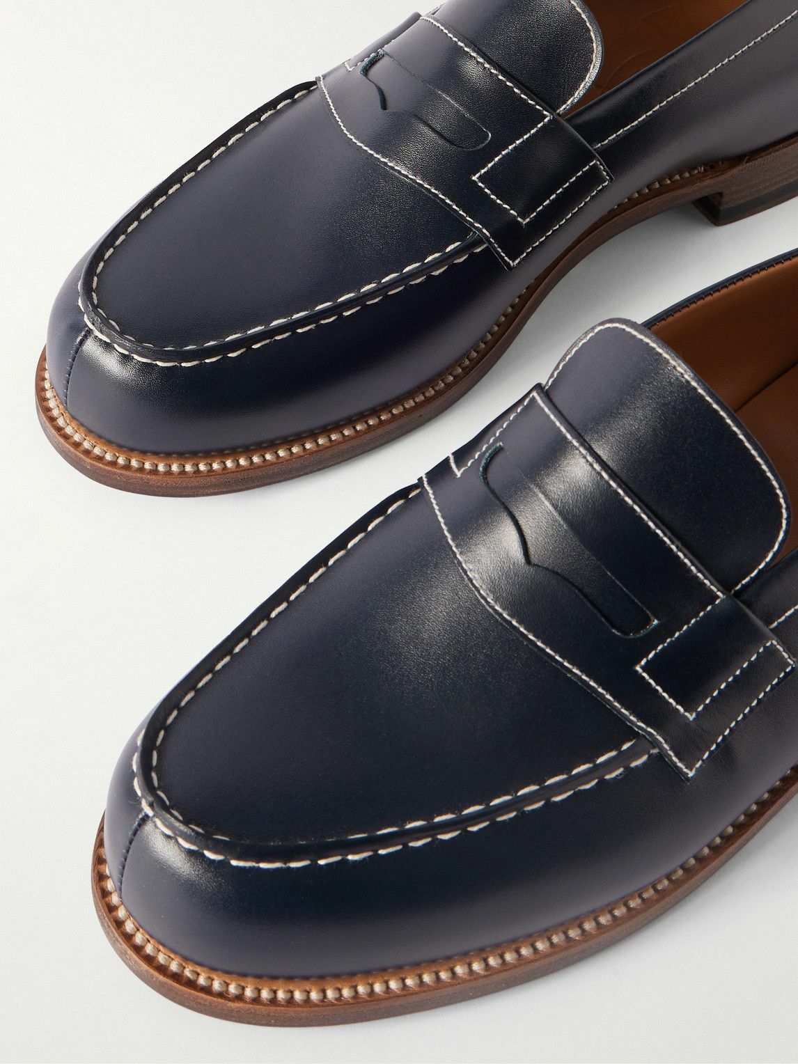 J.M. Weston - 180 Glossed-Leather Loafers - Blue J.M. Weston