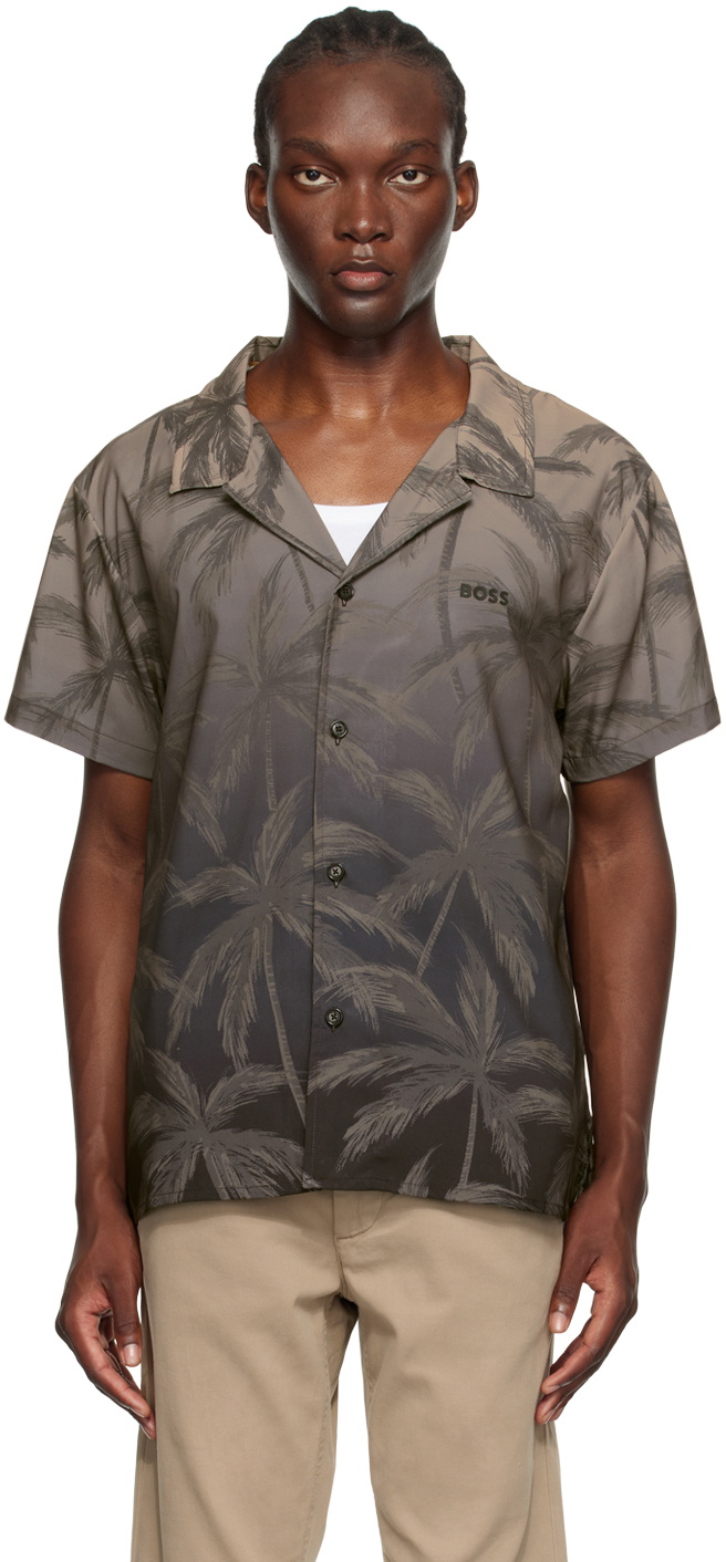 BOSS Khaki Printed Shirt BOSS