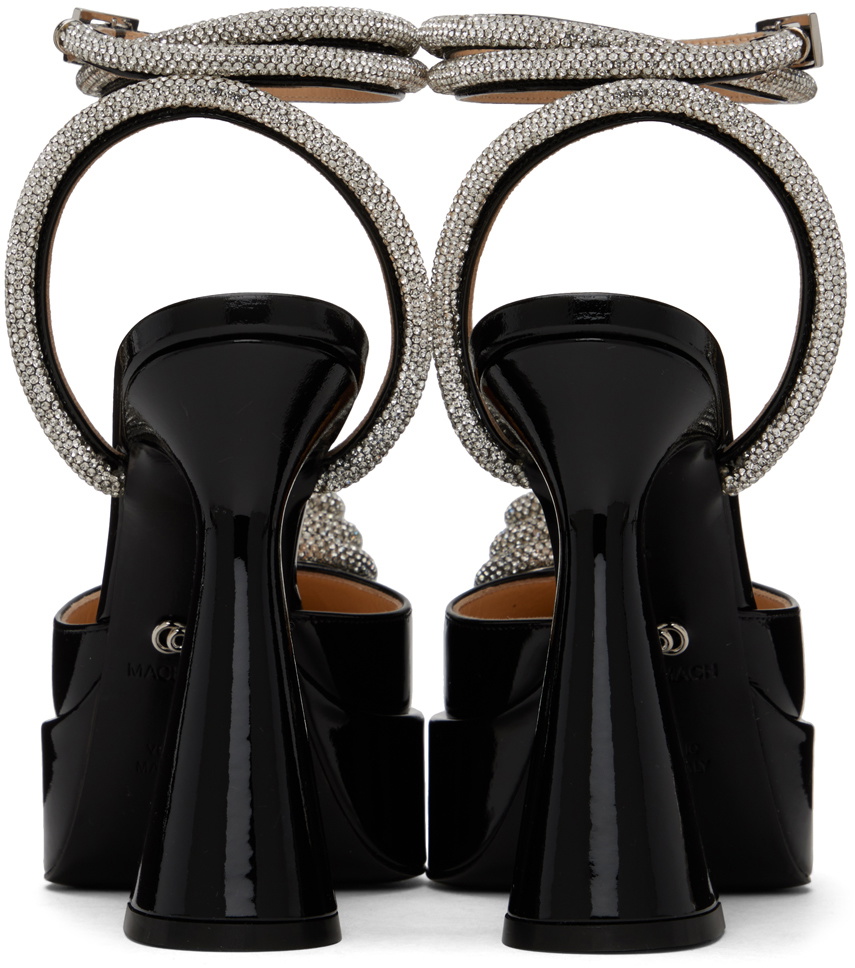 MACH & MACH Black Triple Heart Platform Heels MACH & MACH